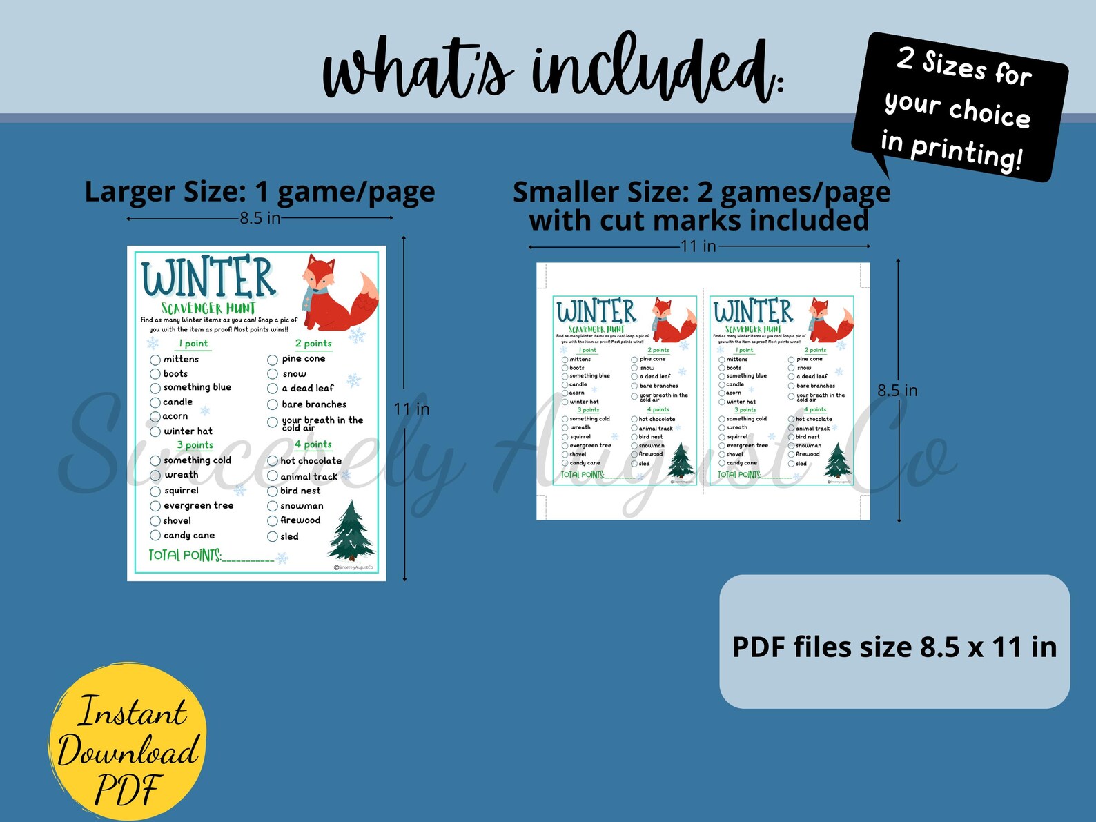 Winter SCAVENGER HUNT Game - Printable Winter Season Party Game ...