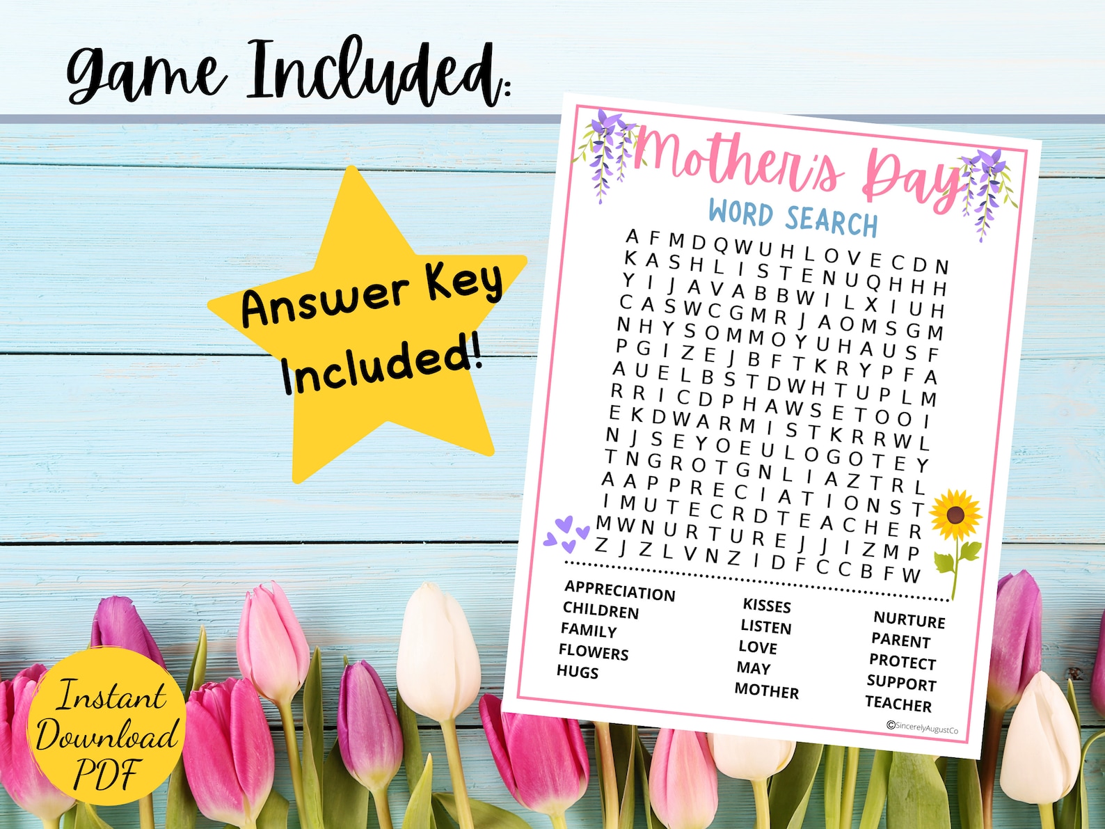Mothers Day WORD SEARCH Mothers Day CROSSWORD Mothers Day Party Games ...