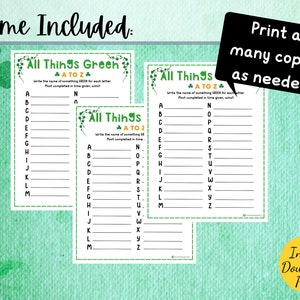 ALL THINGS GREEN A to Z St. Patrick's Day Party Game Printable St ...