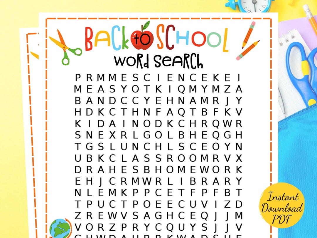 Back to School WORD SEARCH Back to School Game First Day - Etsy