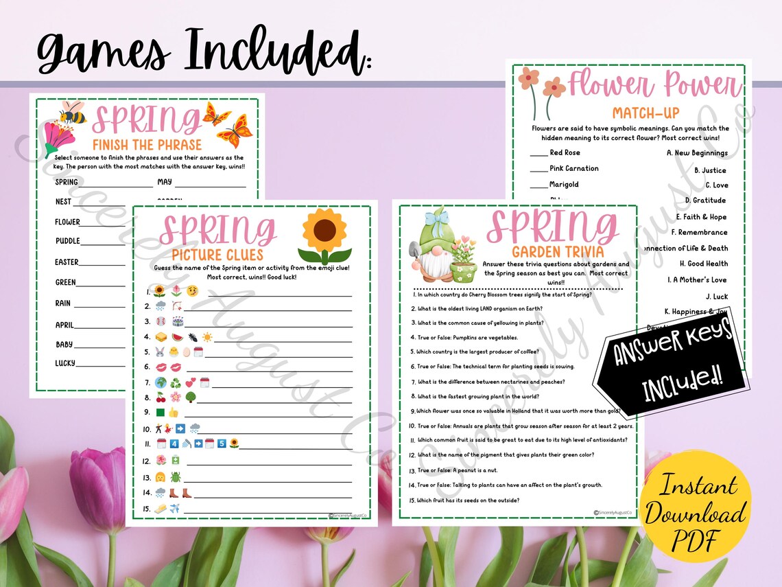 Spring Games BUNDLE #2: Printable Party Games (digital Download) - Etsy