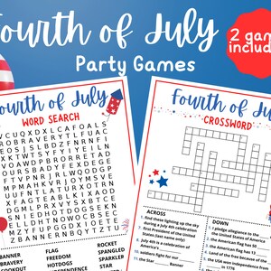 Fourth of July WORD SEARCH - Fourth of July CROSSWORD - July 4th Party ...