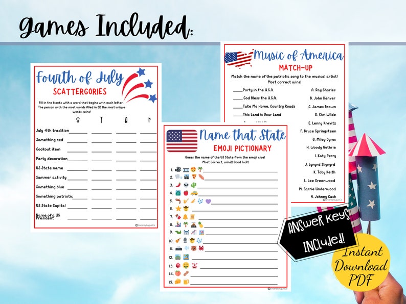 Fourth of July Games BUNDLE 10 Game Bundle Printable July - Etsy