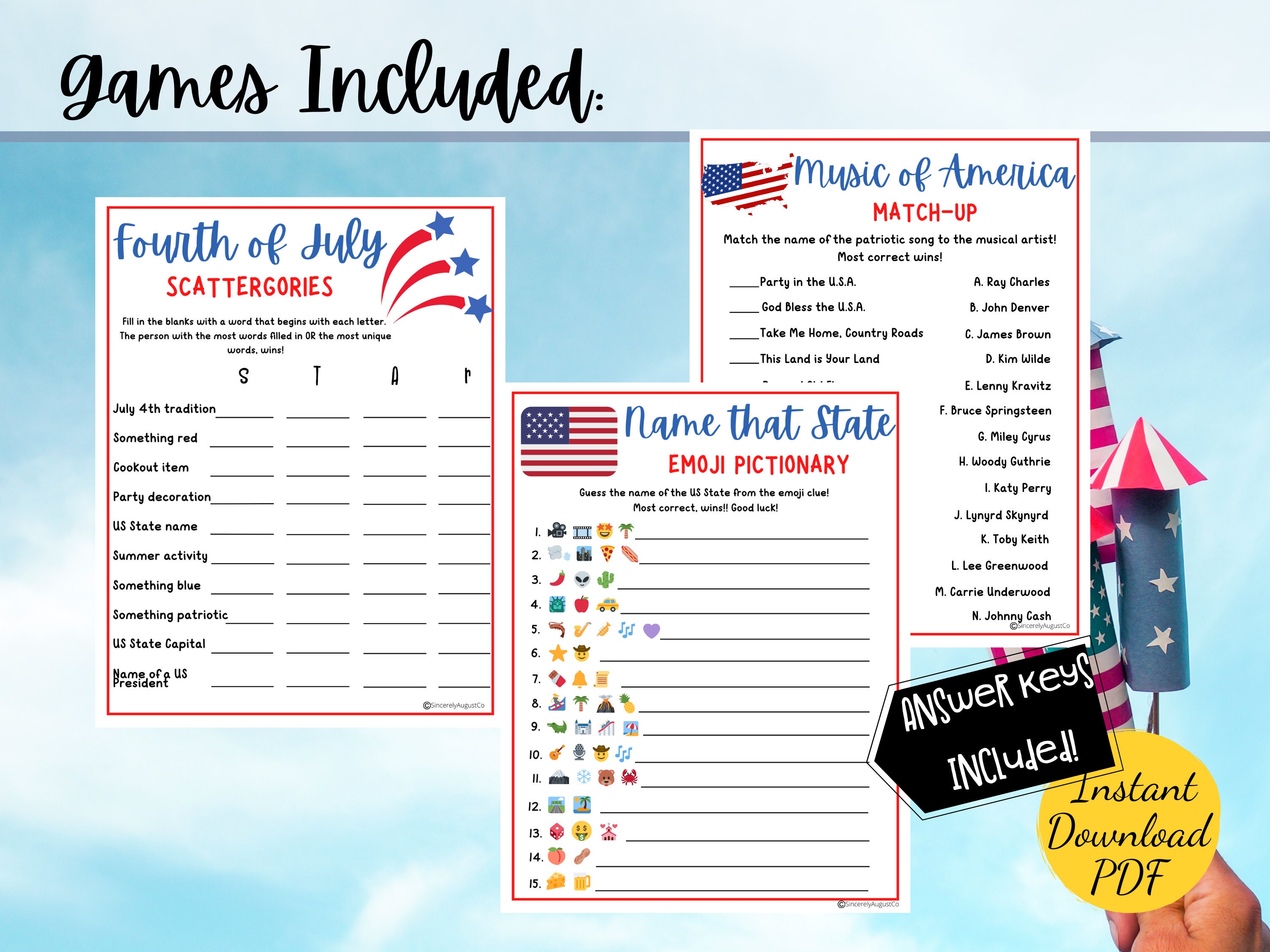 Fourth of July Games BUNDLE 10 Game Bundle Printable July - Etsy