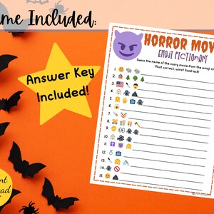 HORROR MOVIE EMOJI Pictionary Printable Halloween Party Game Halloween ...