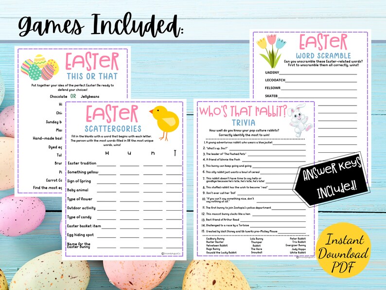 EASTER Party GAMES BUNDLE 10 Game Bundle Printable Easter Games and ...