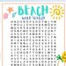 Beach Day WORD SEARCH Beach Party Game Printable Beach Day Activity ...