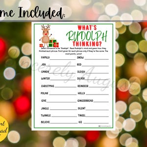 WHAT’S RUDOLPH THINKING Christmas Game: Printable Finish the Phrase ...