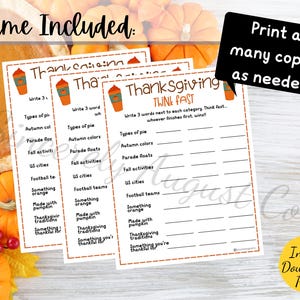 Thanksgiving THINK FAST - Thanksgiving Party Game - Printable ...