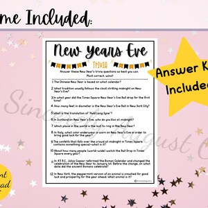 New Years Eve TRIVIA Game - New Years Eve Party Game - Printable New ...