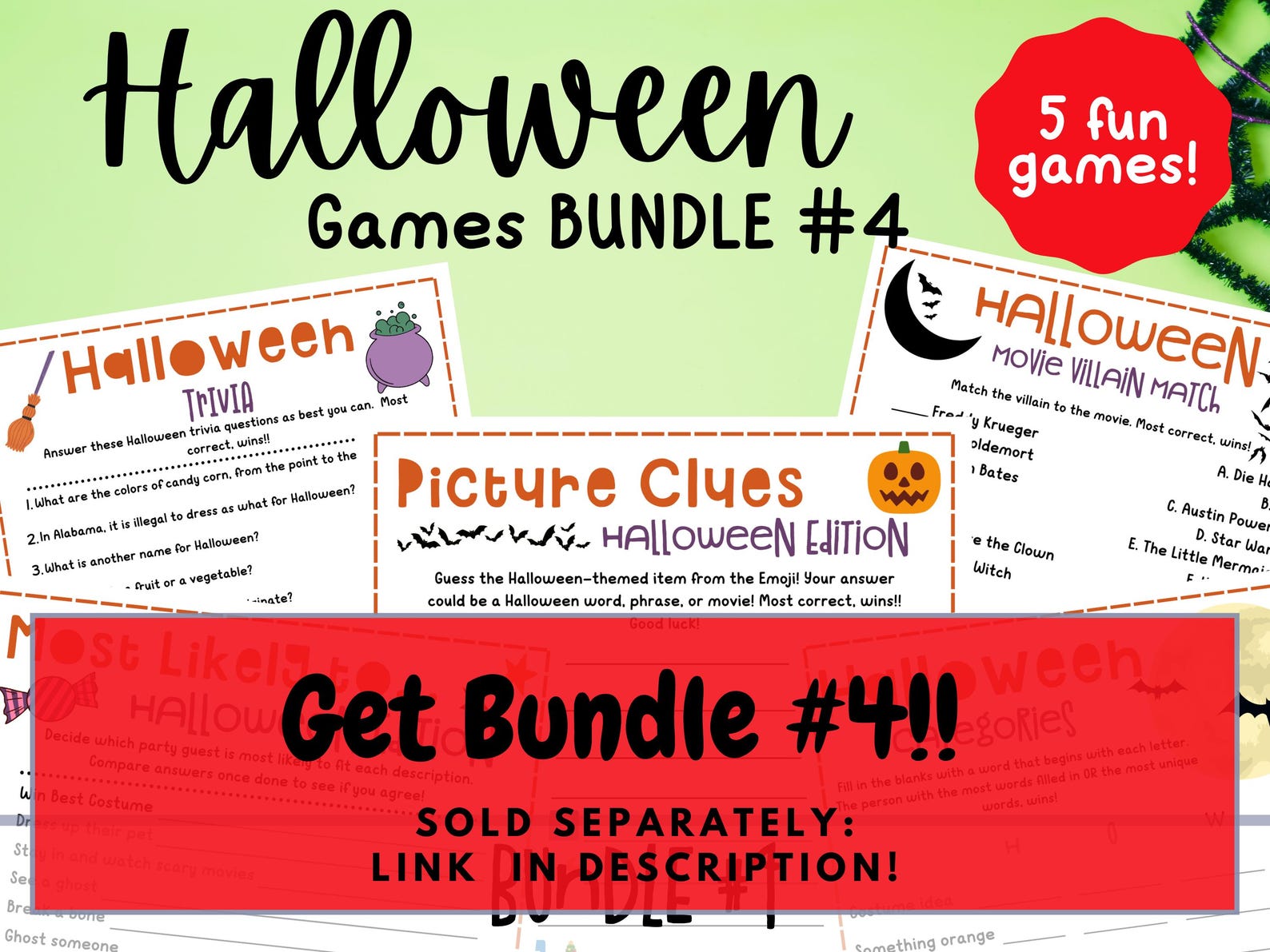 Halloween MOVIE VILLAIN MATCH Halloween Party Game Printable Halloween ...