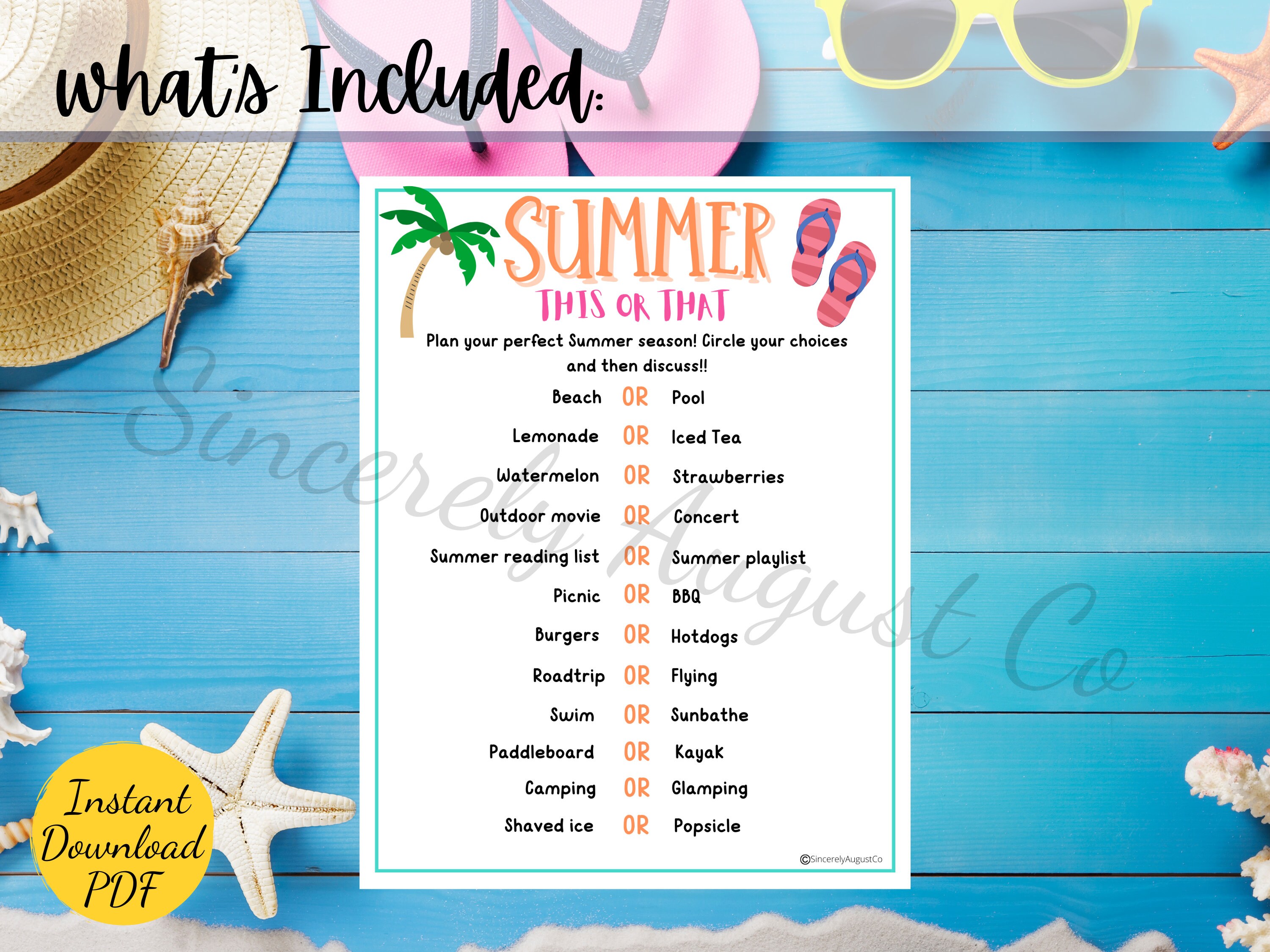 Summer THIS or THAT Game: Printable Party Activity (digital Download ...