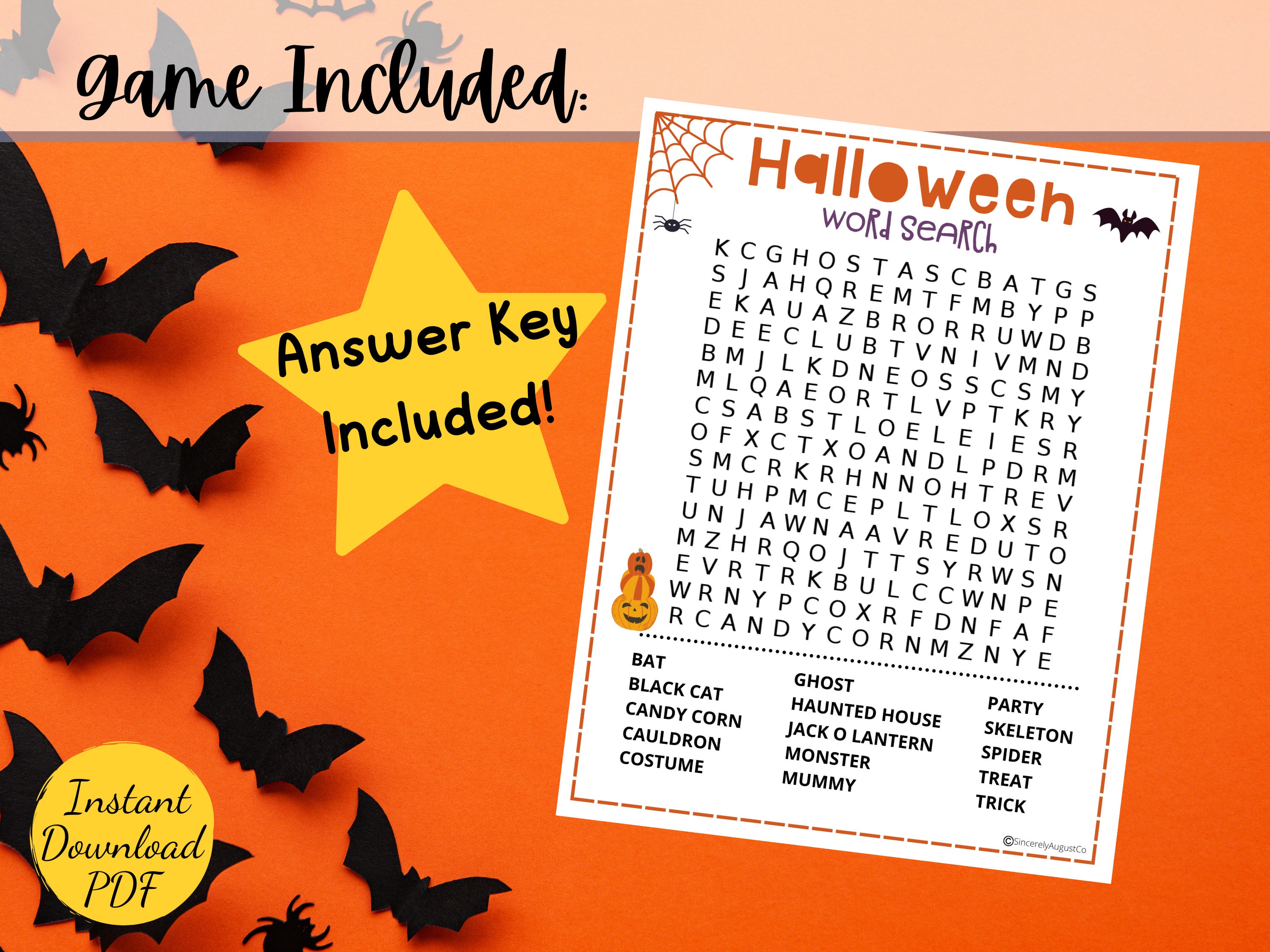Halloween WORD SEARCH Halloween CROSSWORD printable - Etsy