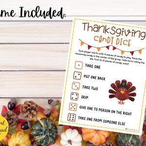 Thanksgiving CANDY DICE Thanksgiving Party Game Printable Thanksgiving ...