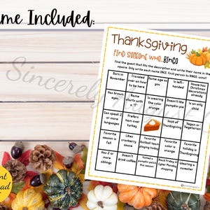 Thanksgiving FIND SOMEONE Who BINGO Game: Printable Party Activity ...