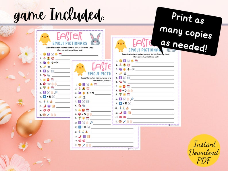 Easter EMOJI PICTIONARY Game Easter Party Game Printable Easter ...