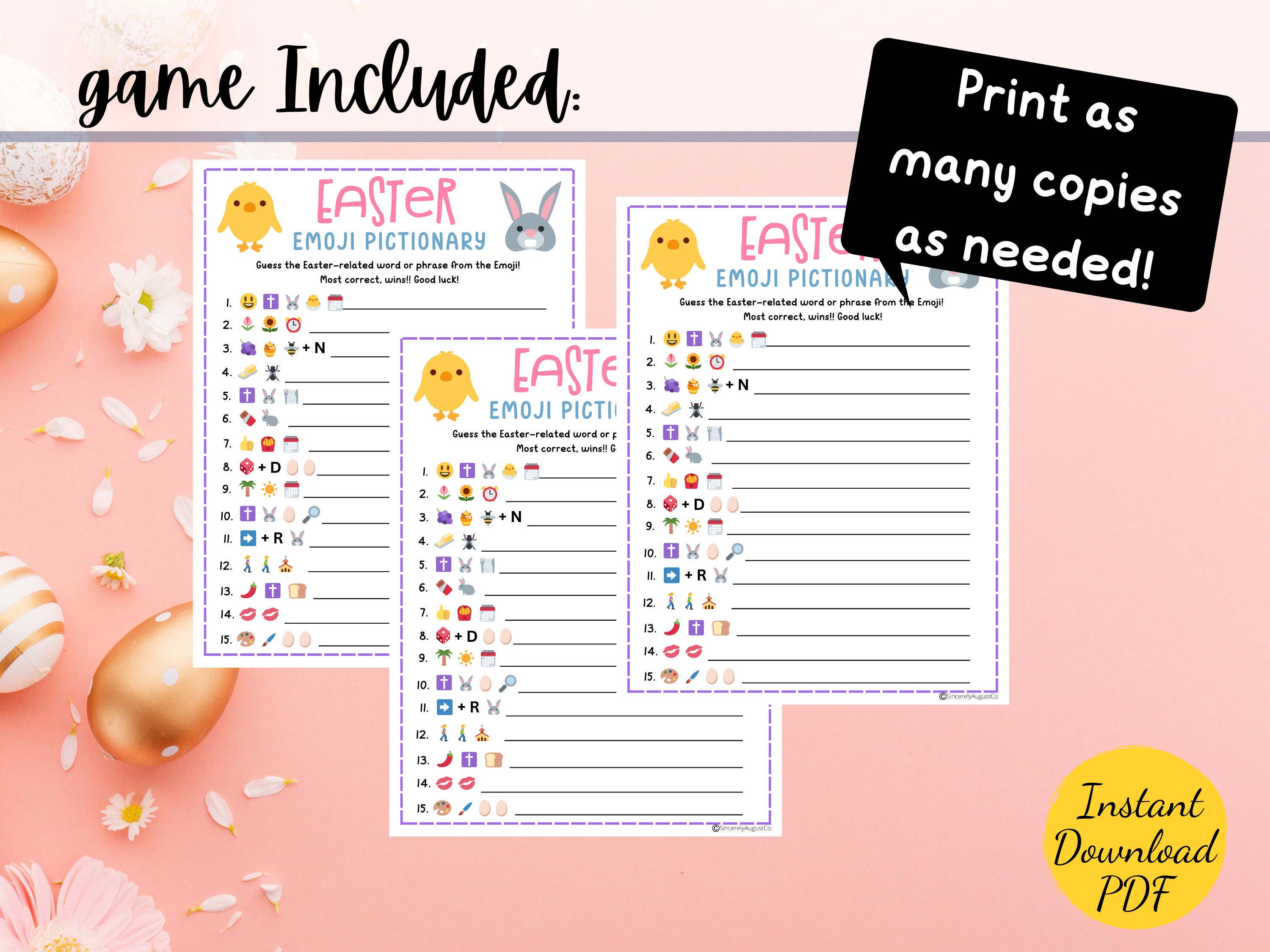 Easter EMOJI PICTIONARY Game Easter Party Game Printable Easter ...