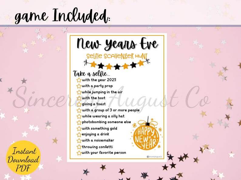 New Year's Eve Selfie Scavenger Hunt - New Year's Eve Party Game ...