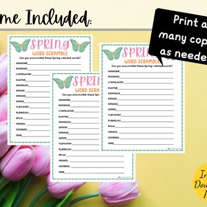 Spring WORD SCRAMBLE Game Printable Spring Season Party Game Word ...