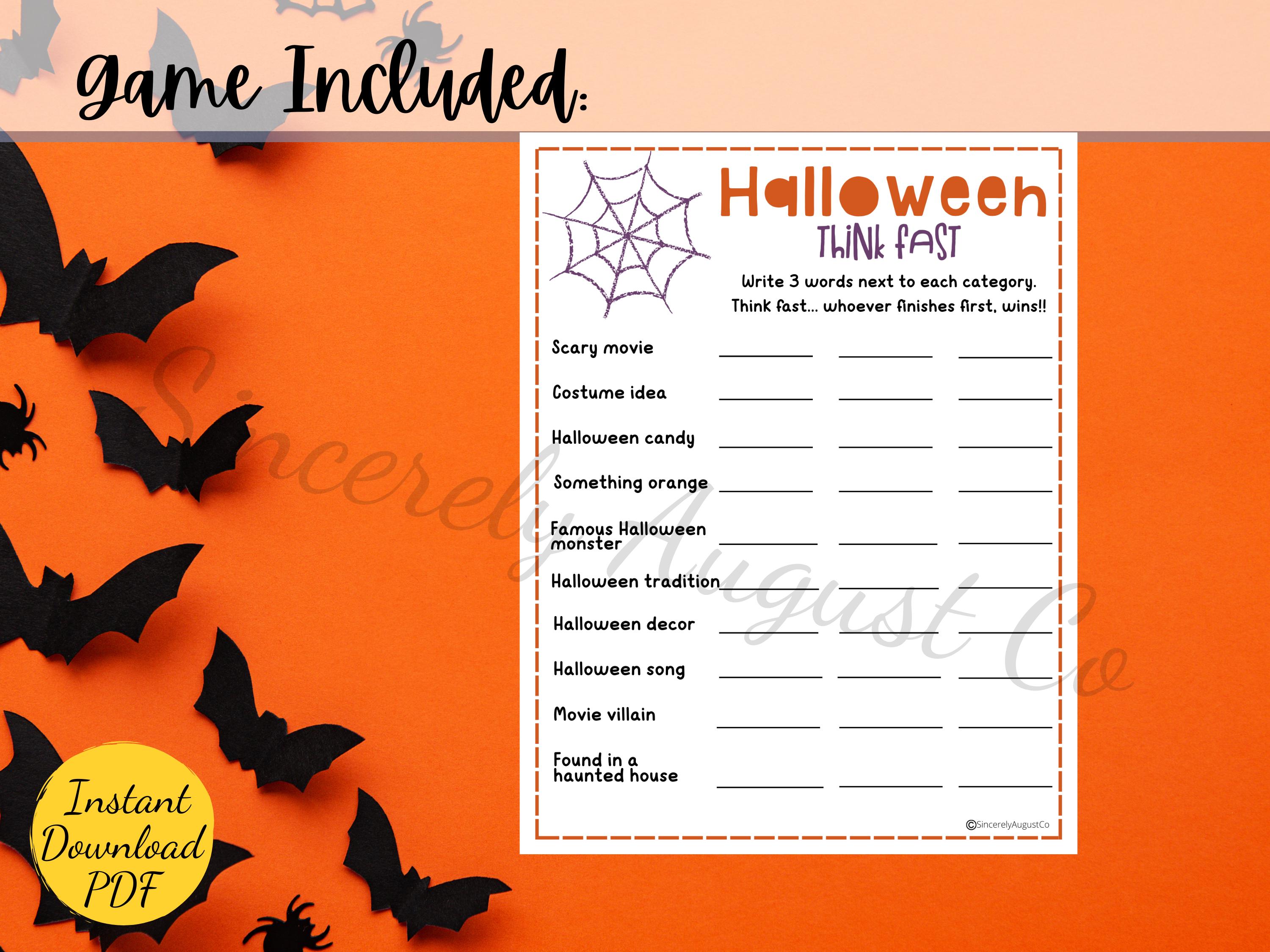 Halloween THINK FAST Game: Printable Party Activity (PDF) - Etsy