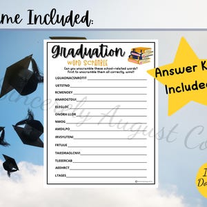 Graduation WORD SCRAMBLE - Graduation Party Game - High School ...