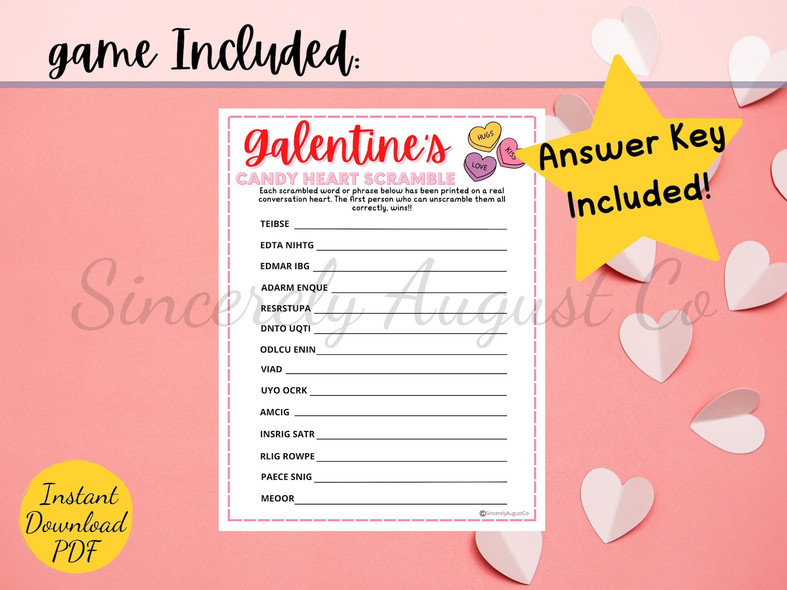 Galentine's Candy Hearts WORD SCRAMBLE Game (digital Download) - Etsy