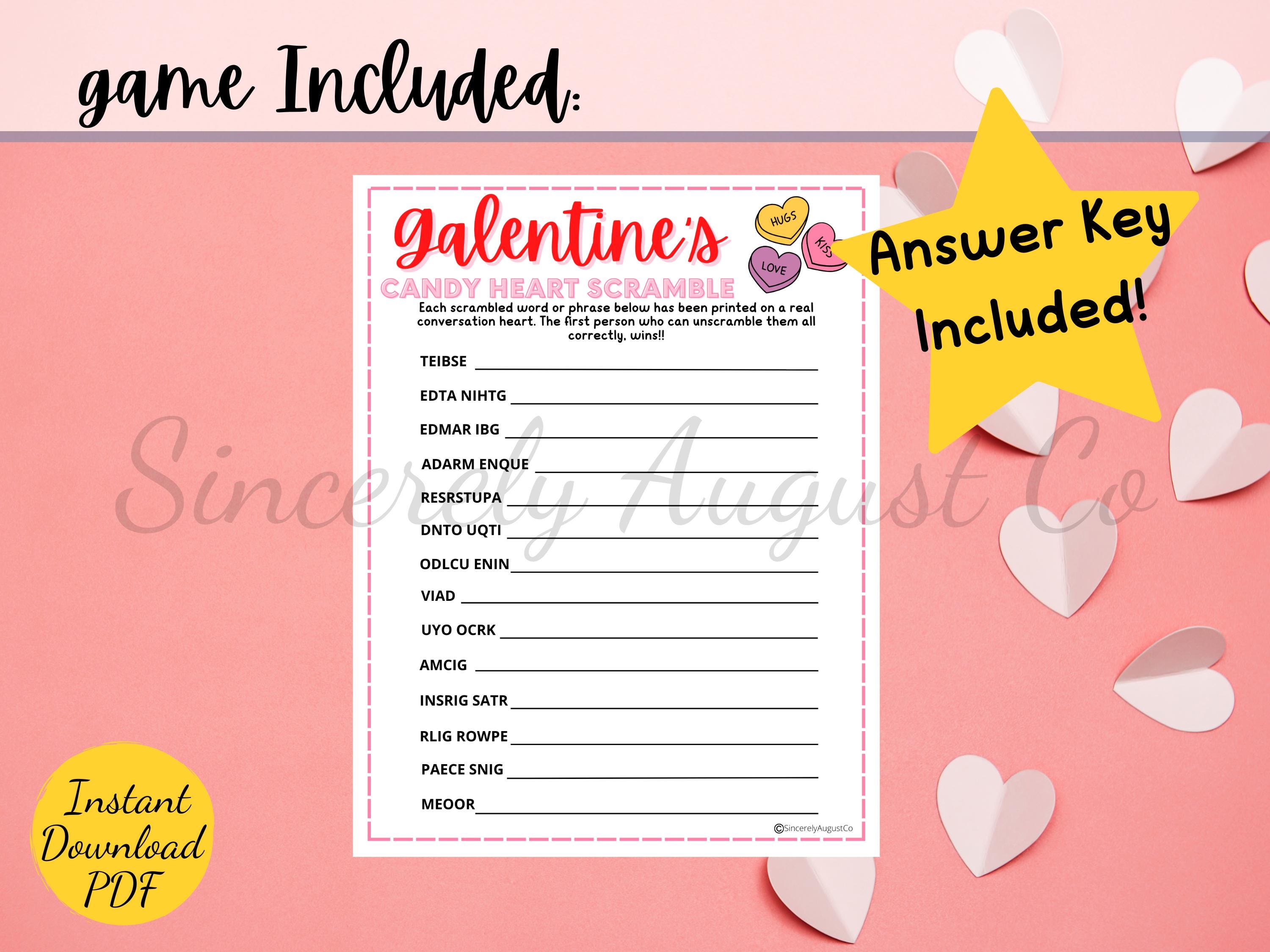 Galentine's Candy Hearts WORD SCRAMBLE Game (digital Download) - Etsy