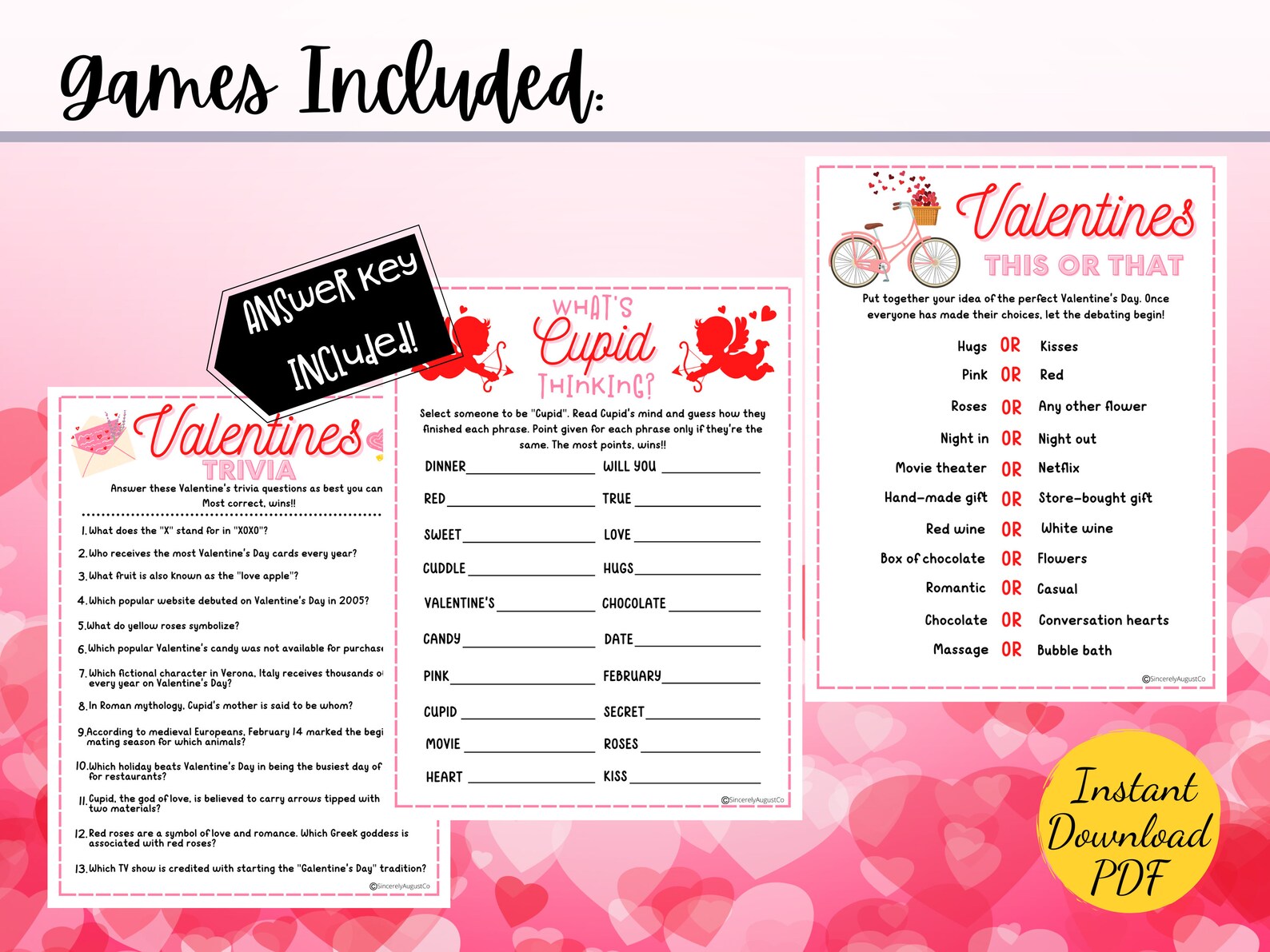 Valentines Day Party Games BUNDLE Printable Valentines Party Games ...