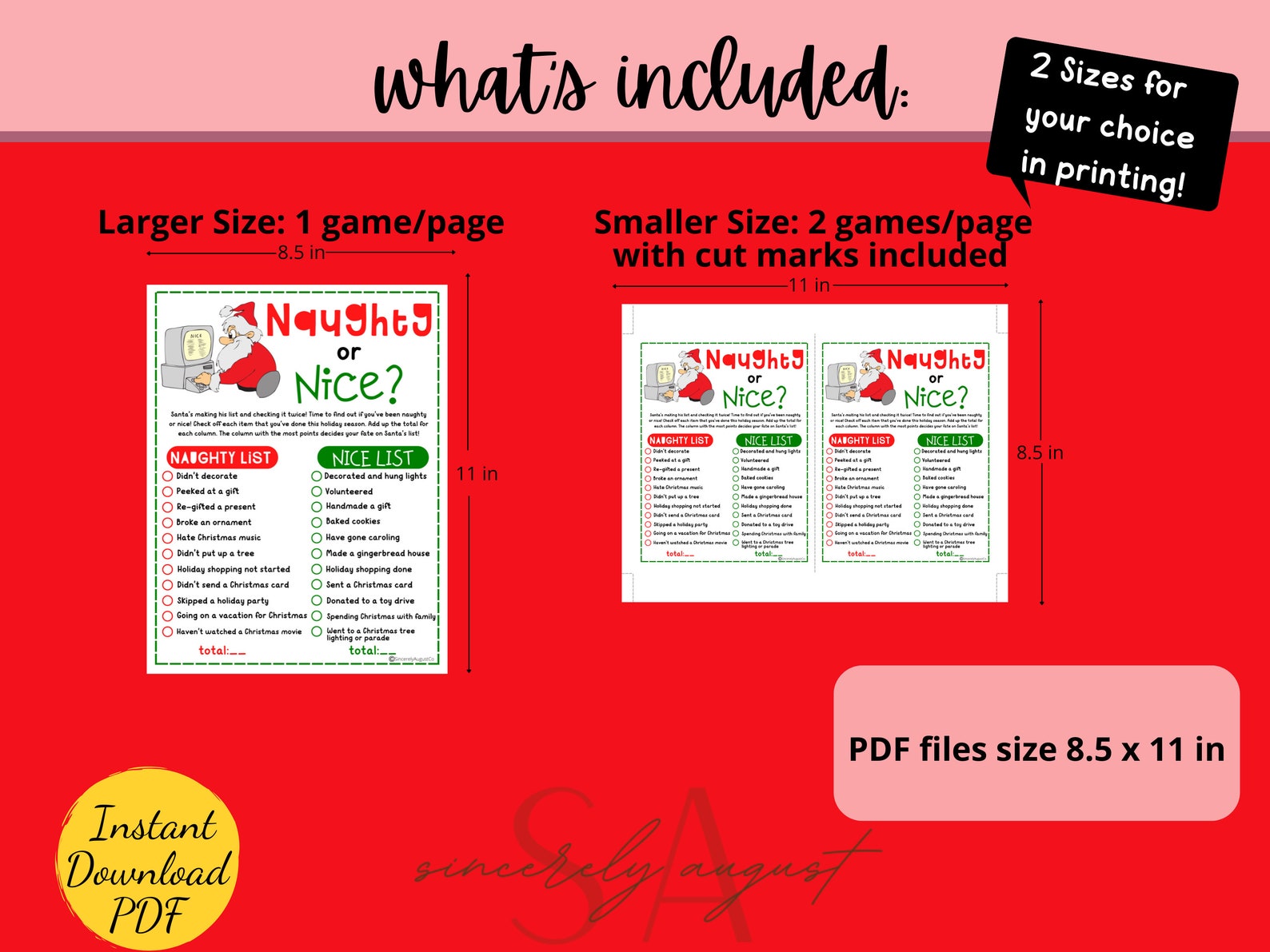 Naughty or Nice Christmas Game Christmas Party Game Printable Christmas ...