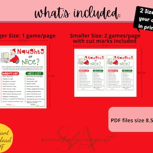 Naughty or Nice Christmas Game Christmas Party Game Printable Christmas ...