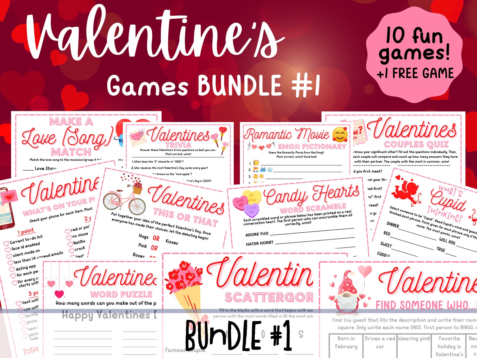 Valentines Day Party Games BUNDLE Printable Valentines Party Games ...
