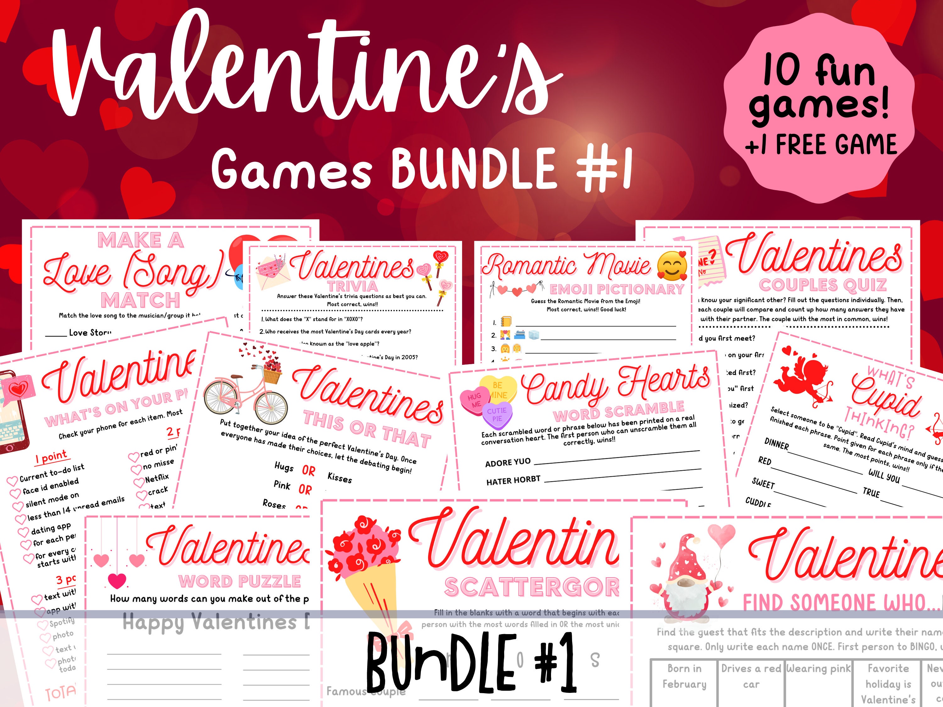 Valentines Day Party Games BUNDLE Printable Valentines Party Games ...