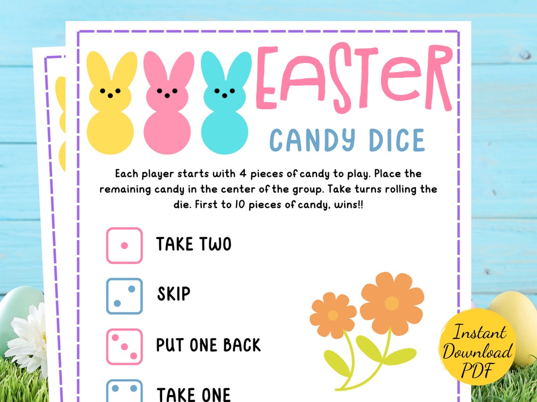 Easter CANDY DICE Game Easter Party Game Printable Easter Celebration ...