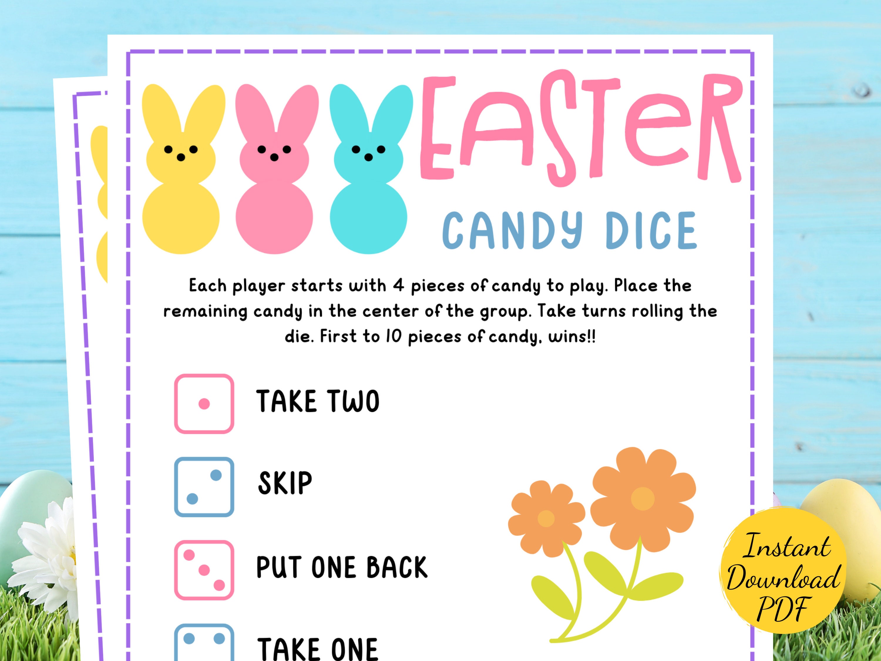Easter CANDY DICE Game Easter Party Game Printable Easter Celebration ...