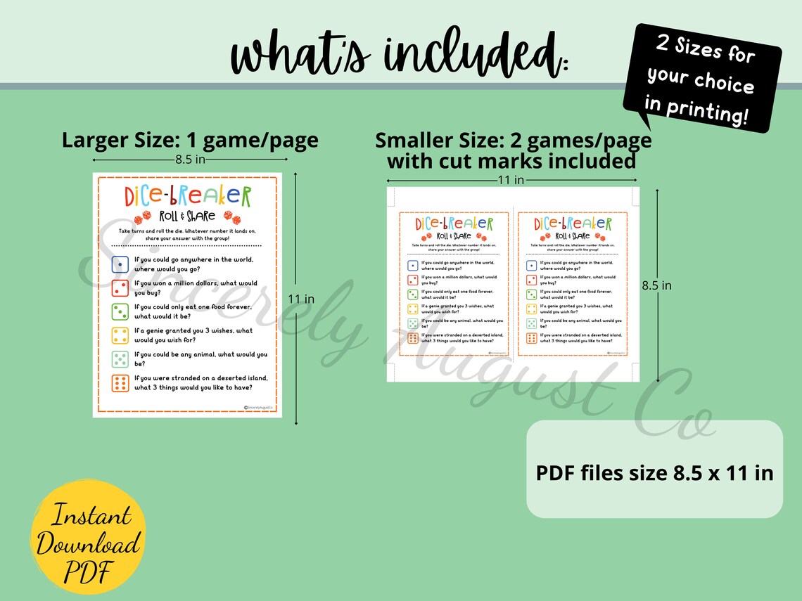 DICEBREAKER Roll & Share Game - Back to School Game - First Day of ...