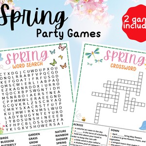 Spring WORD SEARCH Spring CROSSWORD Printable Spring Season Party Game ...