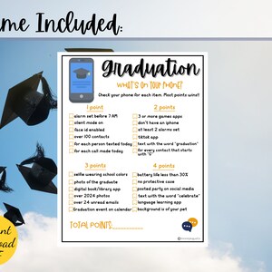 What's on Your Phone GRADUATION Game Graduation Party Game College ...