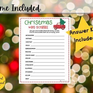 Word Scramble Christmas Game Christmas Party Game Printable Christmas ...