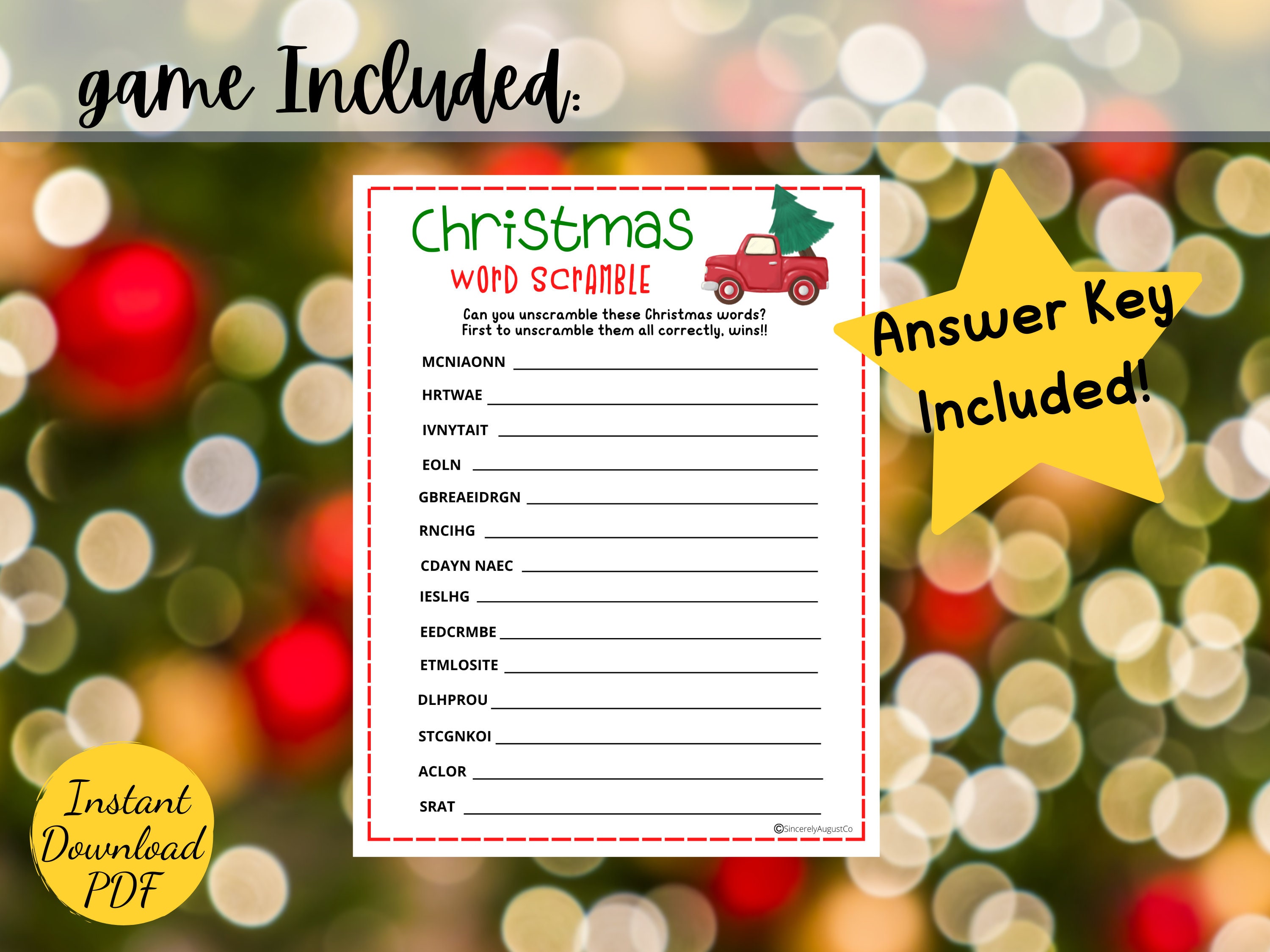 Word Scramble Christmas Game Christmas Party Game Printable Christmas ...