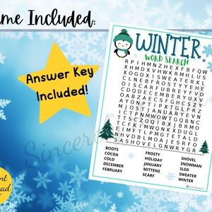 Winter WORD SEARCH & CROSSWORD Games: Printable Winter Activity ...