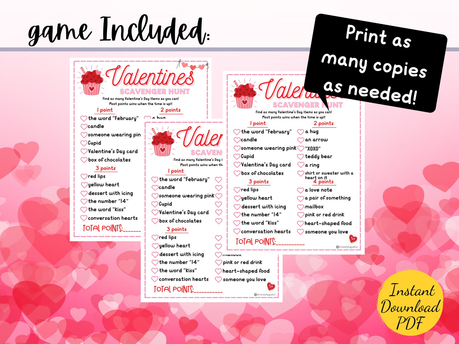 Valentines Day SCAVENGER HUNT Valentines Day Party Game Printable ...