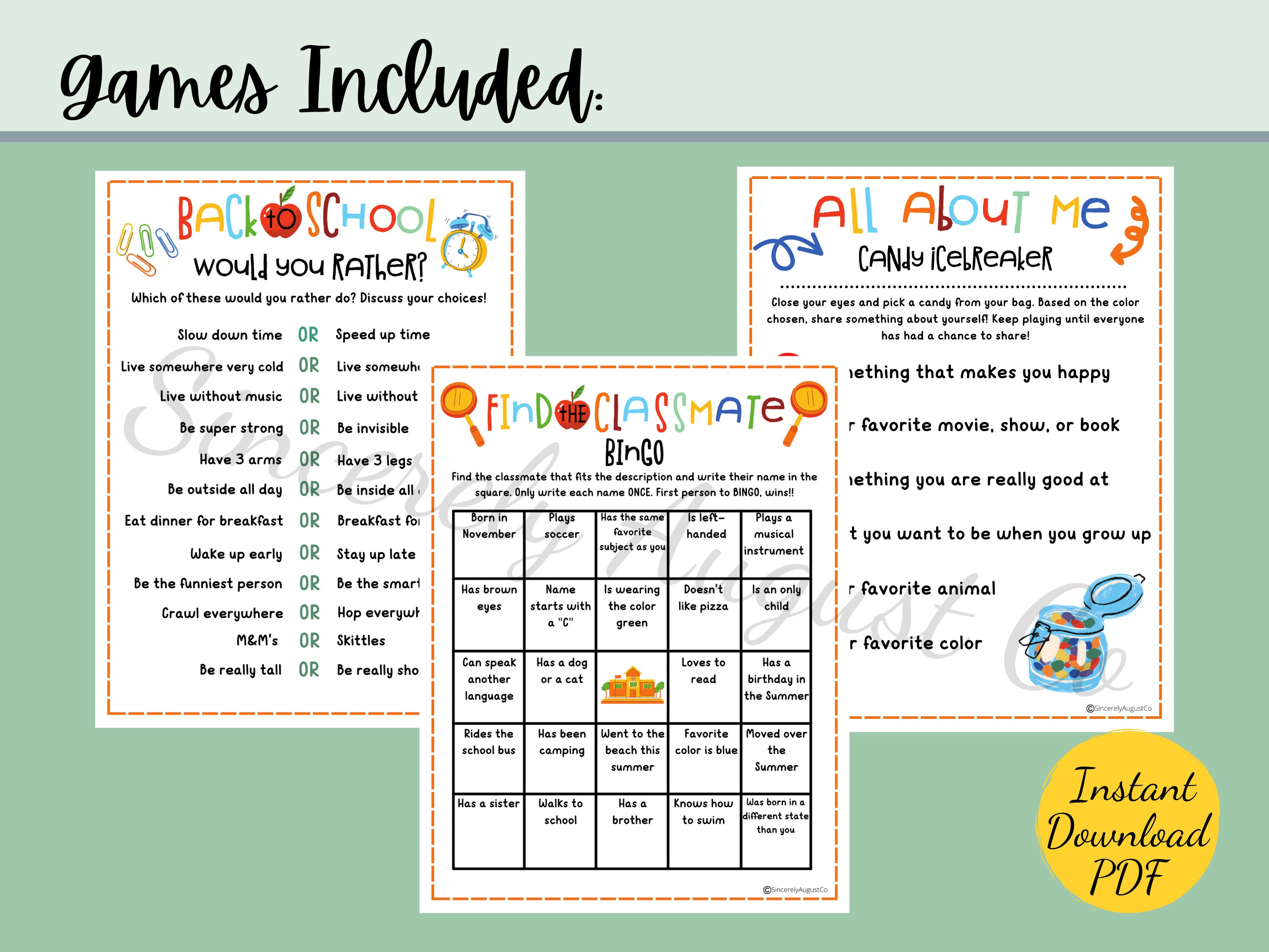 Back to School Games BUNDLE #1: Icebreaker Activities (digital Download ...
