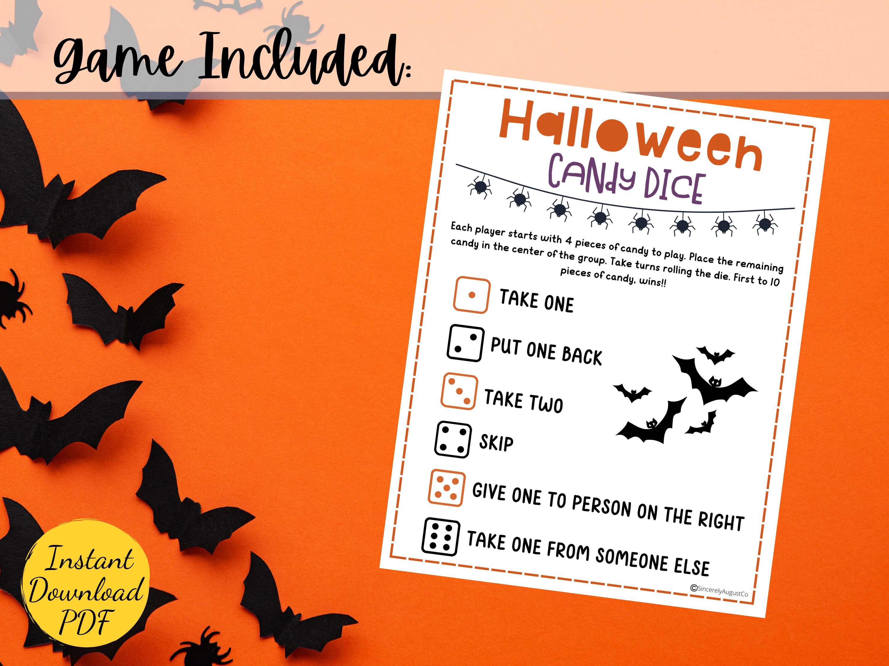 Halloween CANDY DICE Game Halloween Pass the Candy Game - Etsy