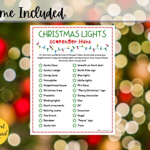 Christmas Lights SCAVENGER HUNT Game Printable Christmas Activity ...