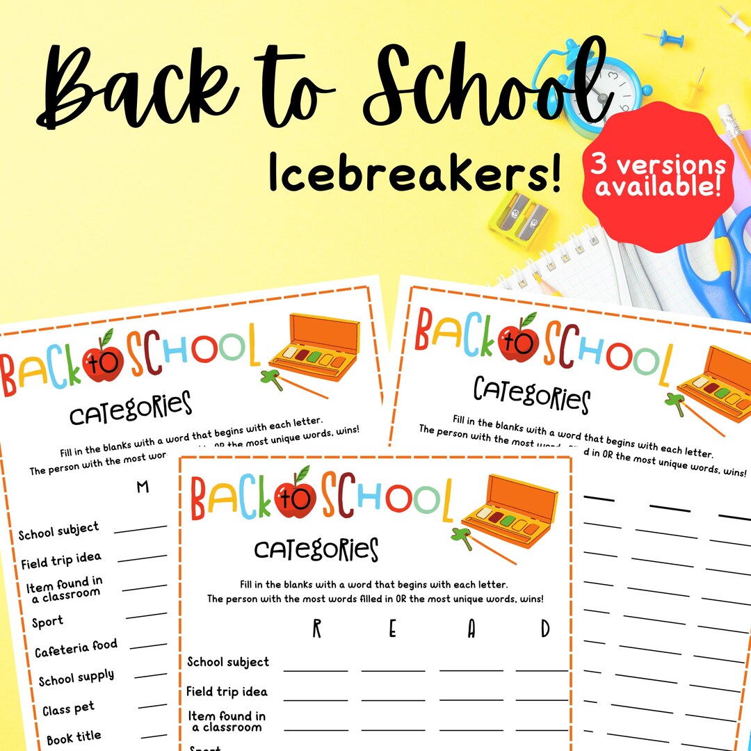 CATEGORIES Back to School Game - First Day of School Activity - Games ...