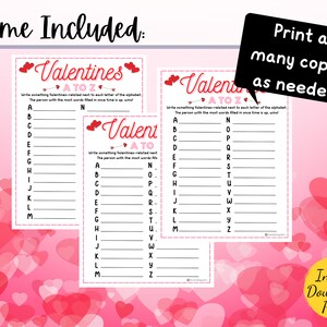 A TO Z Valentines Day Game Valentines Day Party Game Printable ...