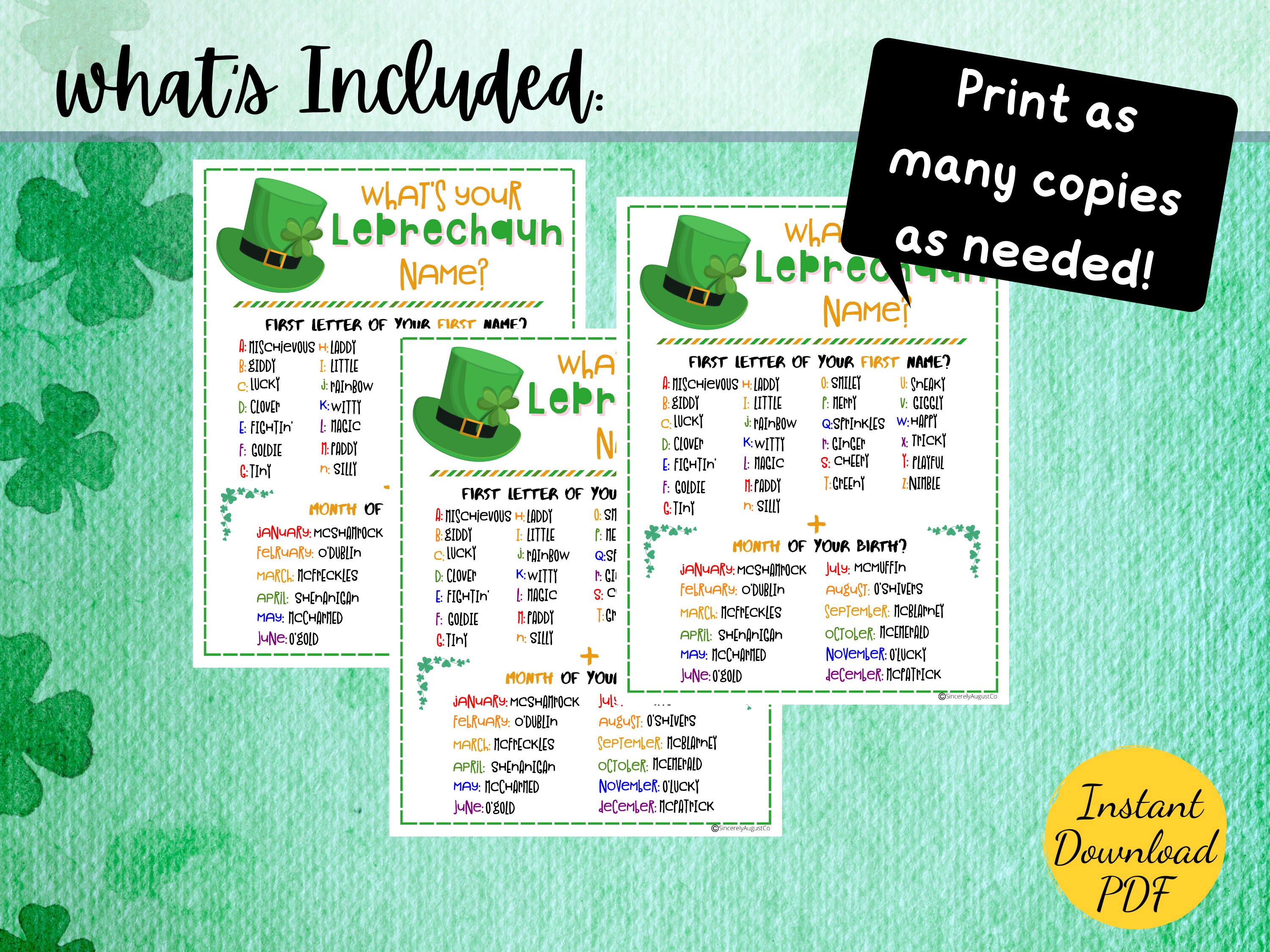 What's Your LEPRECHAUN NAME St. Patrick's Day Party Game Printable St ...