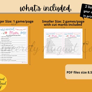 Who KNOWS MOM BEST Mothers Day Game - Mothers Day Party Game ...