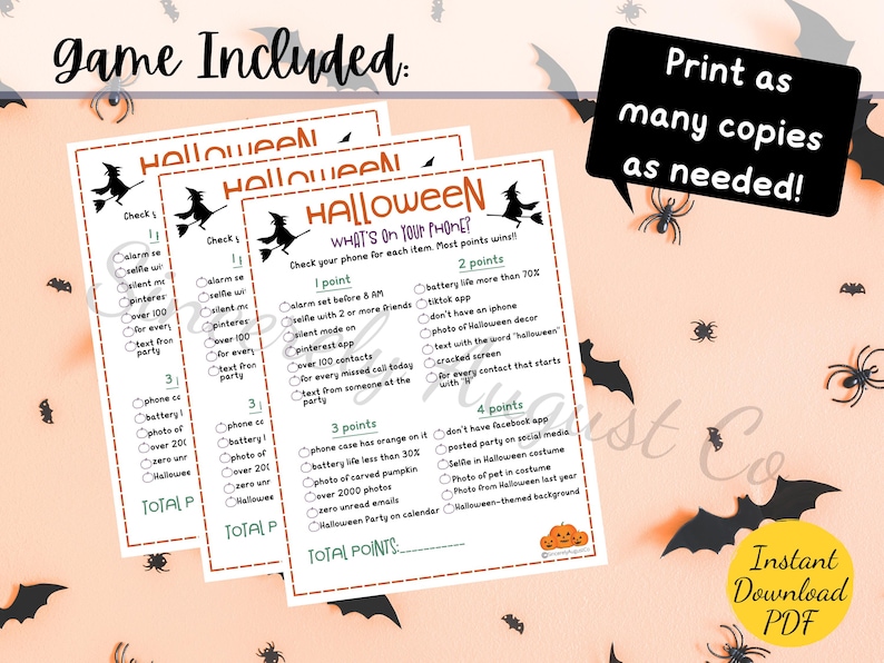 WHAT'S on YOUR PHONE? Halloween Game - Halloween Party Game - Printable ...