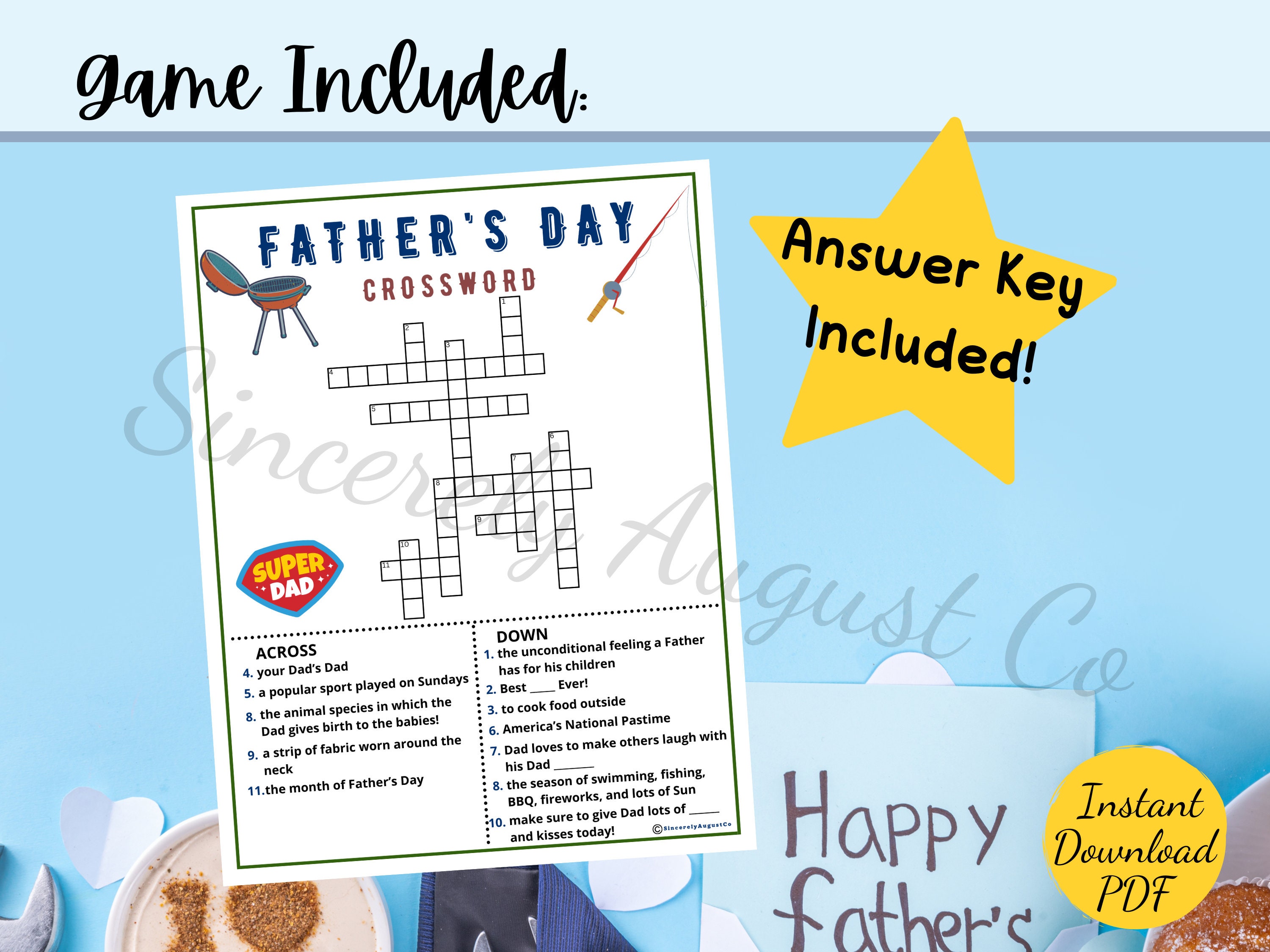 Fathers Day Word Search Fathers Day Crossword Fathers Day Party Games